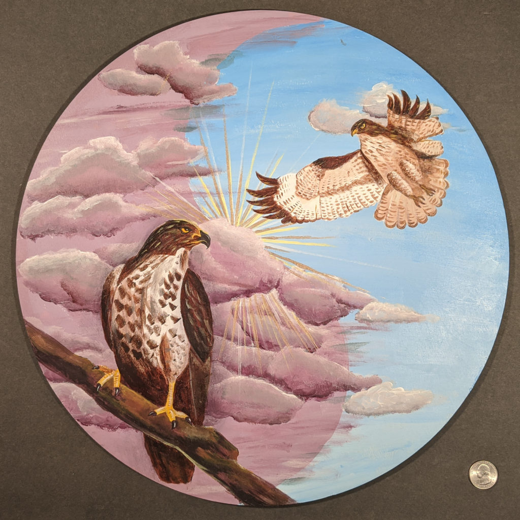 Red Tailed Hawk Animal Guide Hex Sign (Hand Painted) - Foxydot's Stuff
